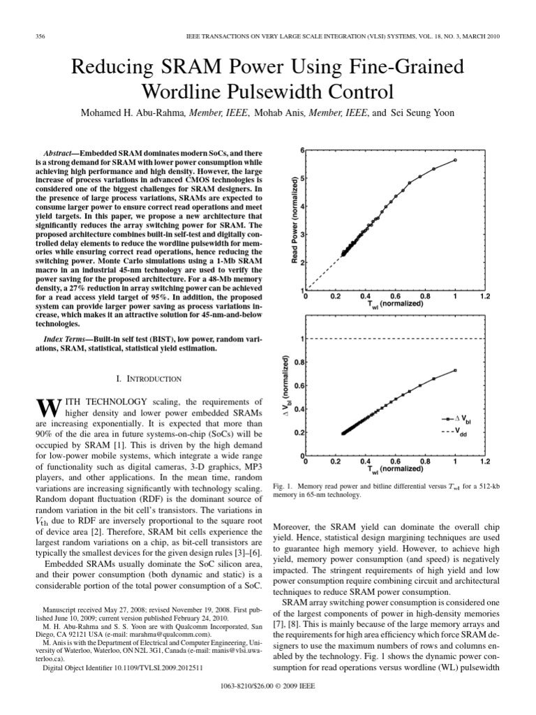Reducing SRAM Power Using Fine-Grained Wordline Pulsewidth Control-3Xk | PDF | System On A Chip ...