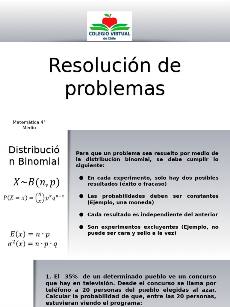 007-U4-4m-Matemática-Teórico Práctico-Resolución de Problemas Binomial y Normal | PDF ...