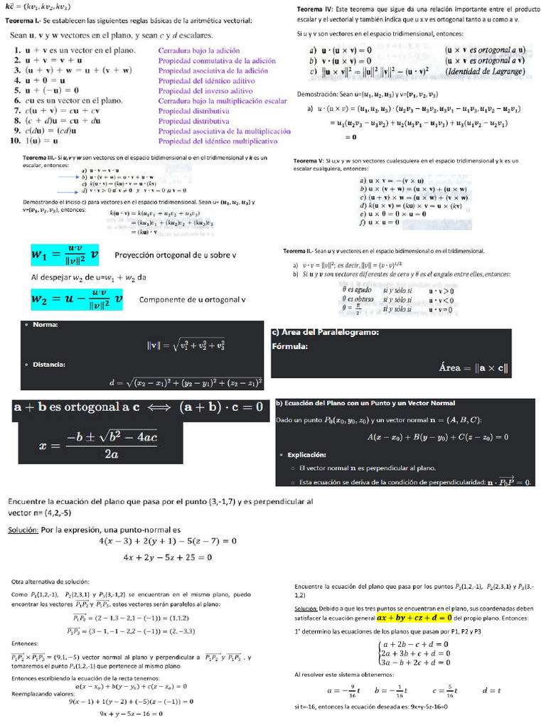 Formulario Vectores | PDF
