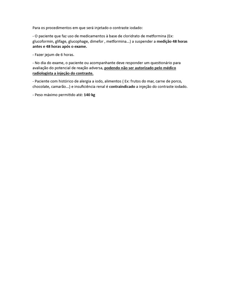 Instruções para Uso de Contraste Iodado | PDF