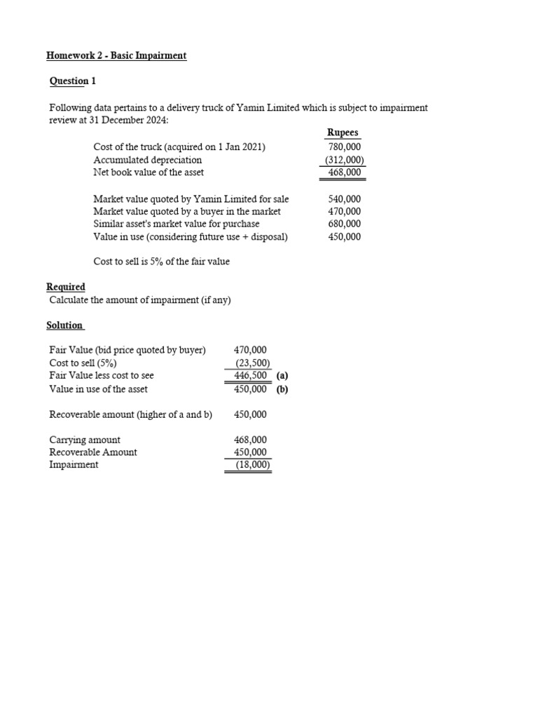 Impairment + Value in Use + Fair Value | PDF | Depreciation | Financial Markets