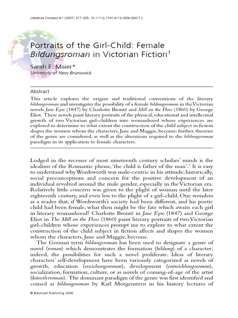 Portraits of The Girl-Child - Female Bildungsroman in Victorian Fiction ...