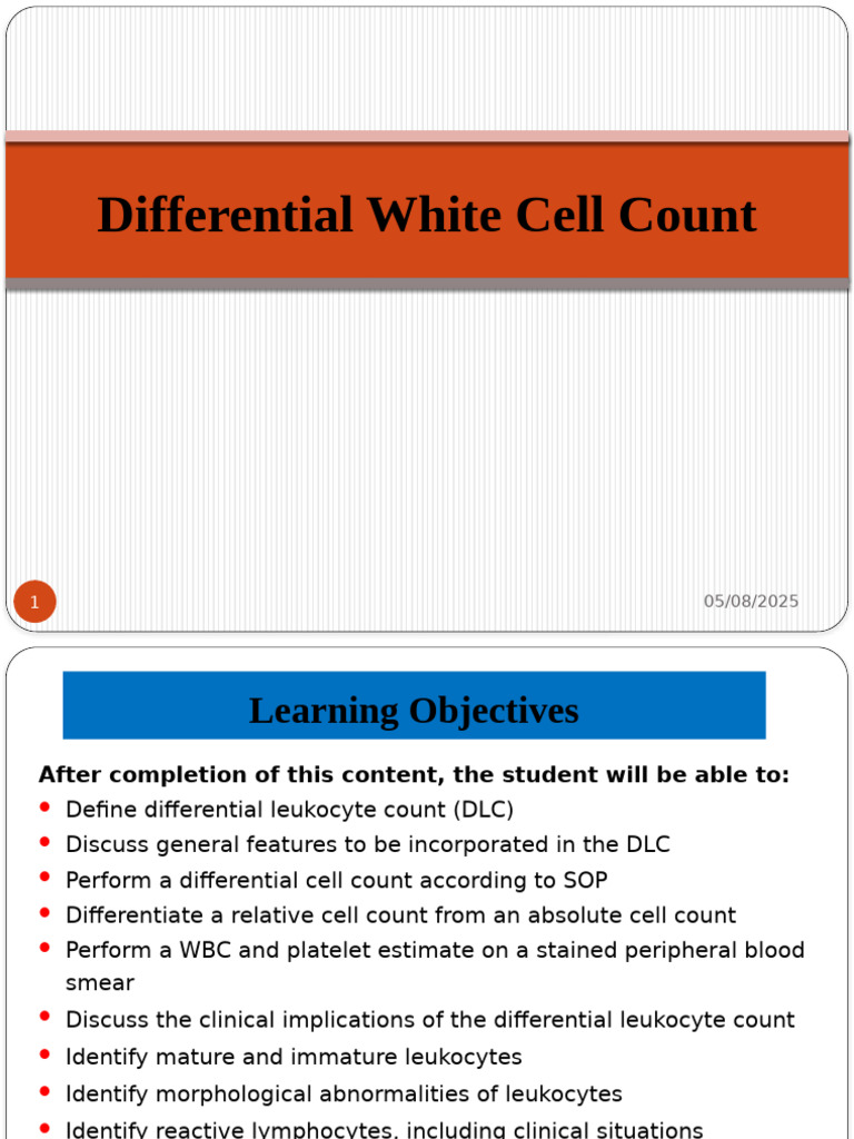 Differential White Cell Count | PDF | White Blood Cell | Lymphocyte