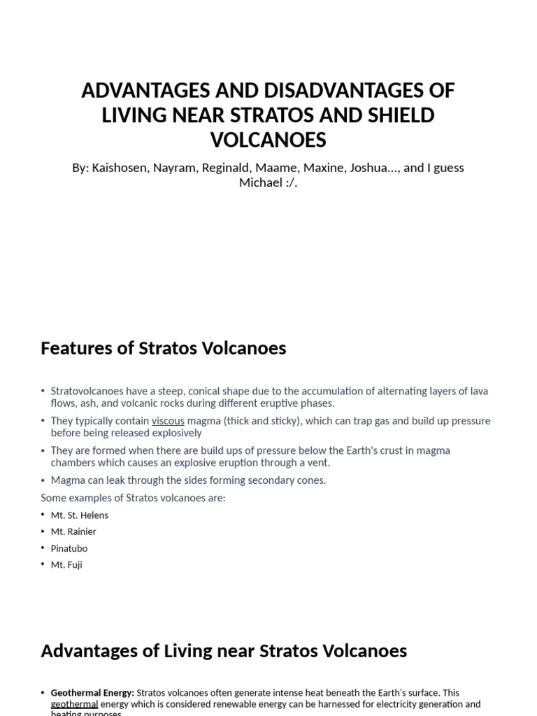 Advantages and Disadvantages of Shield and Stratos Volcanoes Group | PDF | Volcano | Lava