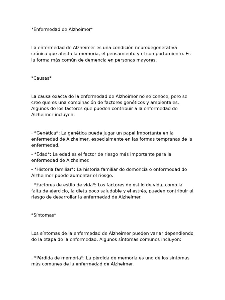 Guía sobre la Enfermedad de Alzheimer | PDF | Enfermedad de Alzheimer ...
