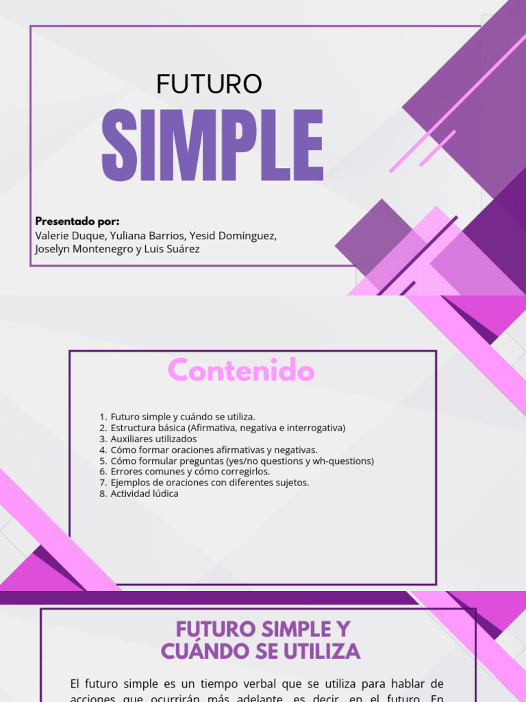 Estructura y Uso del Futuro Simple | PDF | Verbo | Asunto (gramática)
