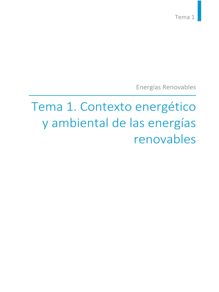 Tema 1. Contexto Energético y Ambiental de Las Energías Renovables | PDF | Energía renovable ...