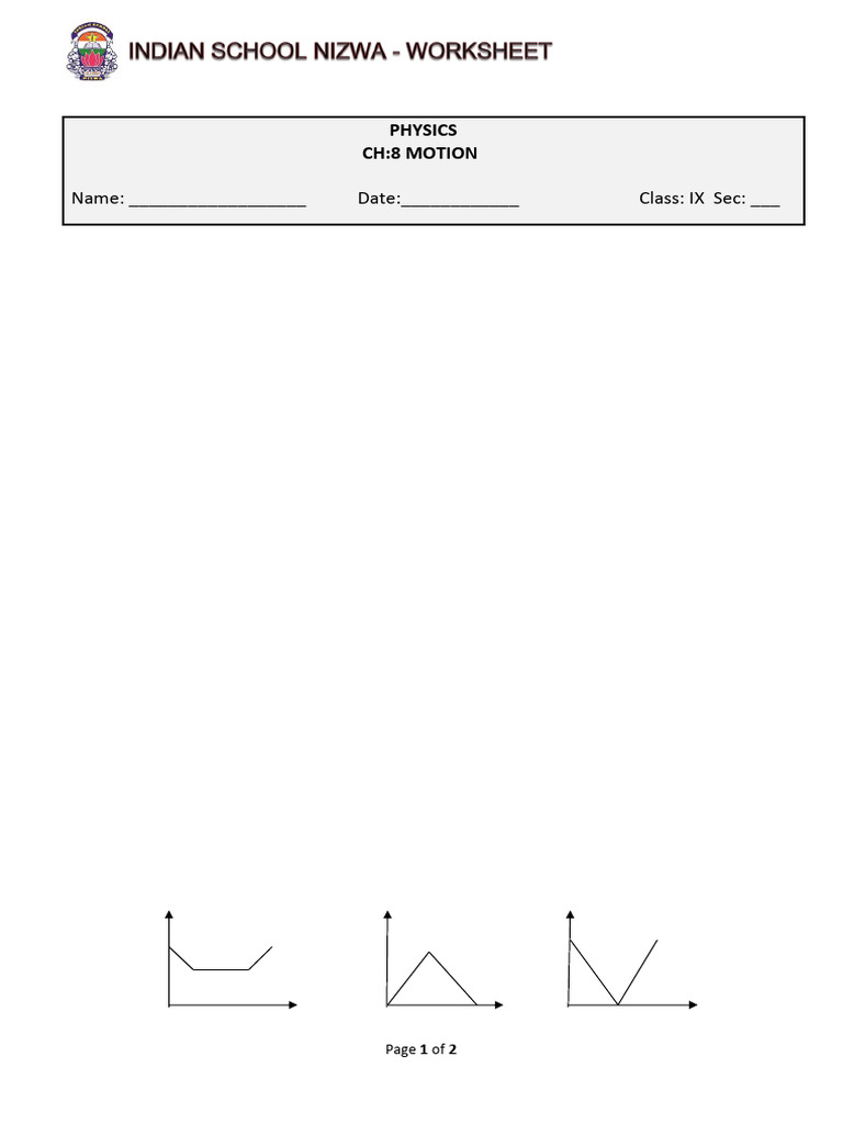Isn Ws 2024-25 Class Ix Physics CH 8 | PDF | Velocity | Acceleration