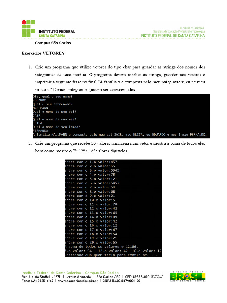 Exercicios Basicos Vetores | PDF