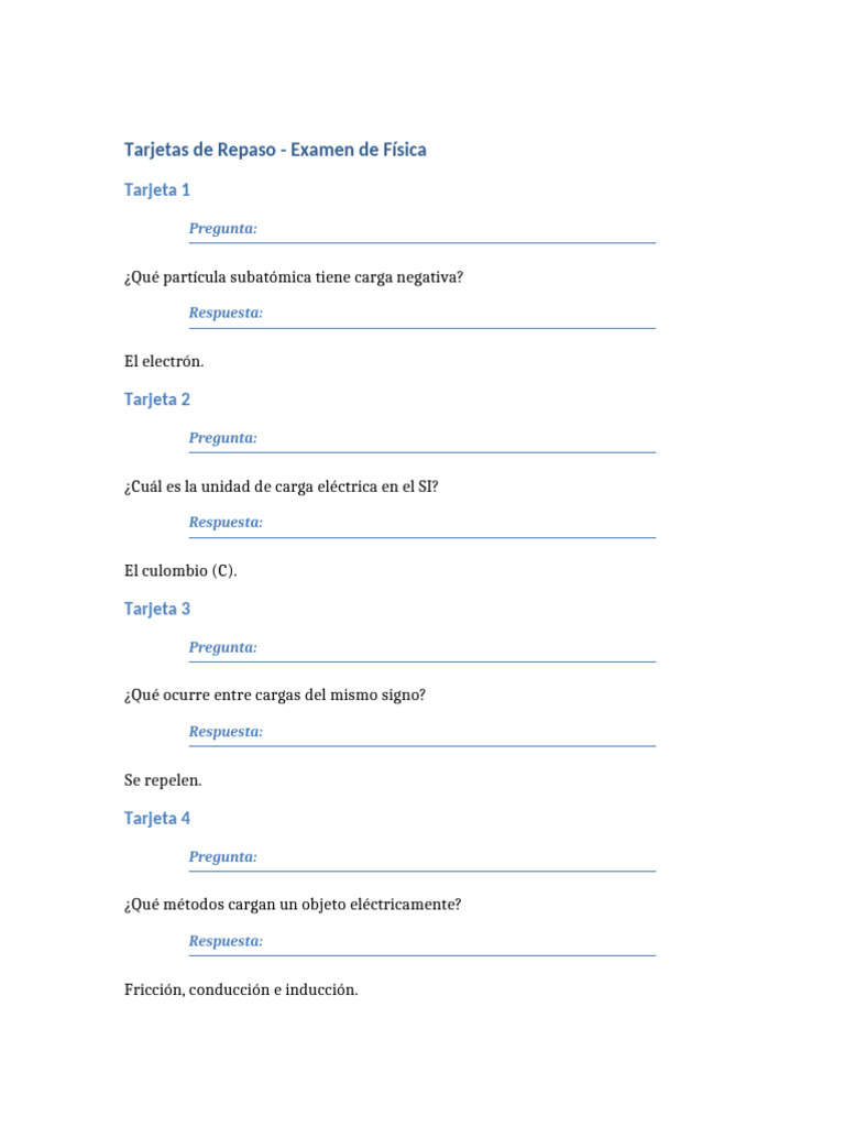 Tarjetas Repaso Fisica | PDF