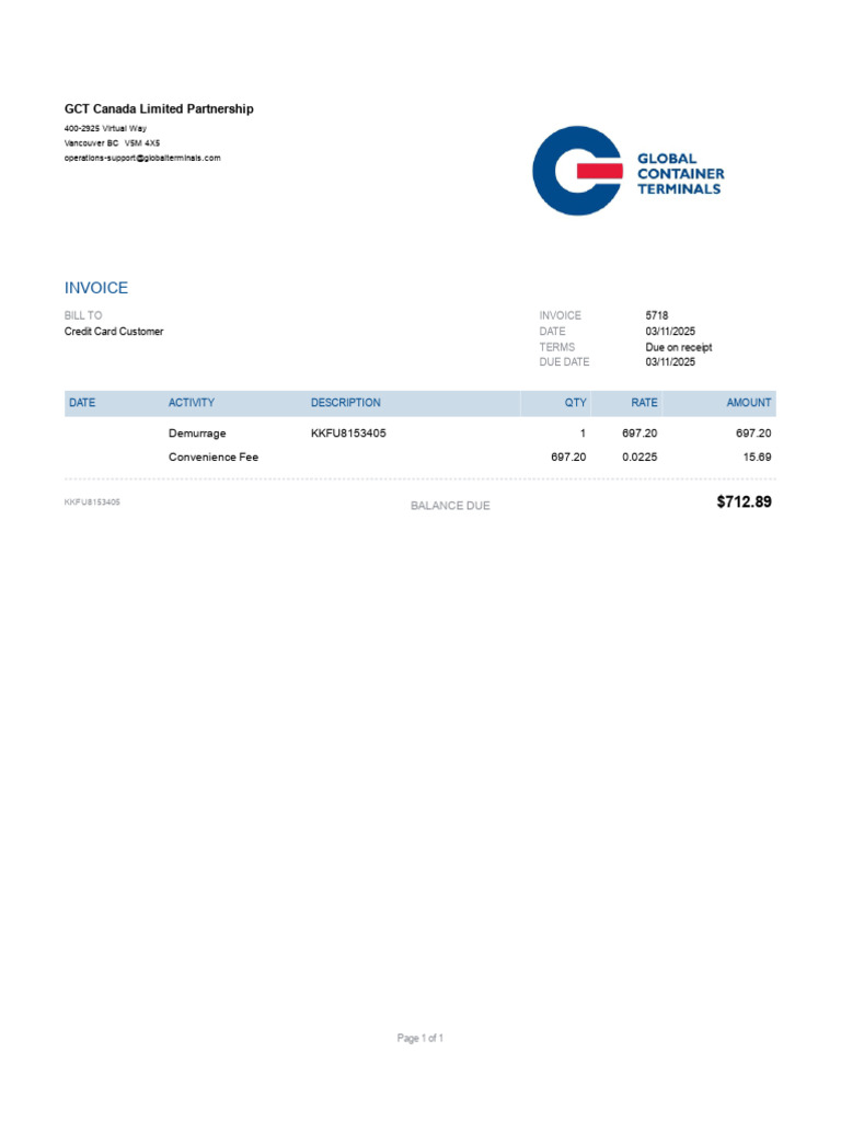 Demurrage Fee (Change With New Invoice) | PDF