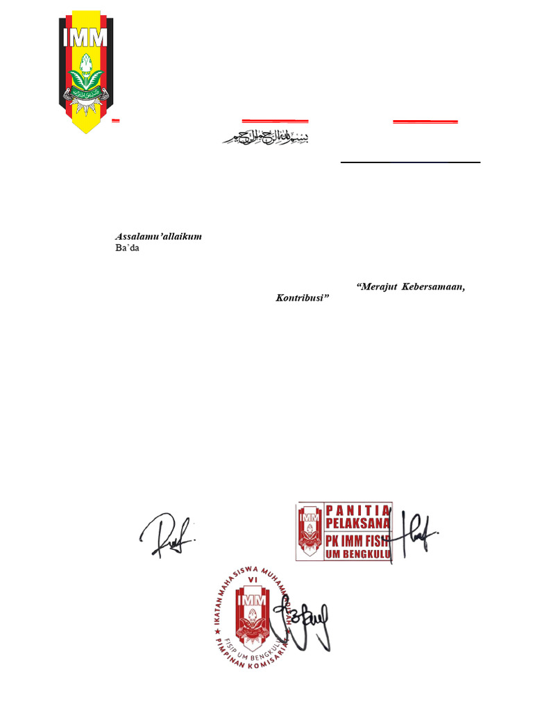 Permohonan Peminjaman Bendera PK IMM | PDF