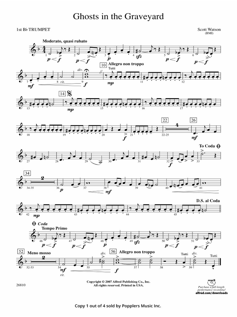 Ghosts in The Graveyard 1st B-Flat Trumpet | PDF