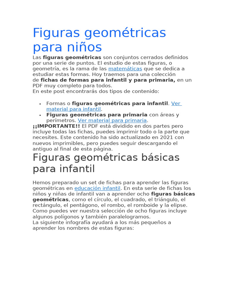 Fichas de figuras geométricas para niños | PDF | Triángulo | Rectángulo