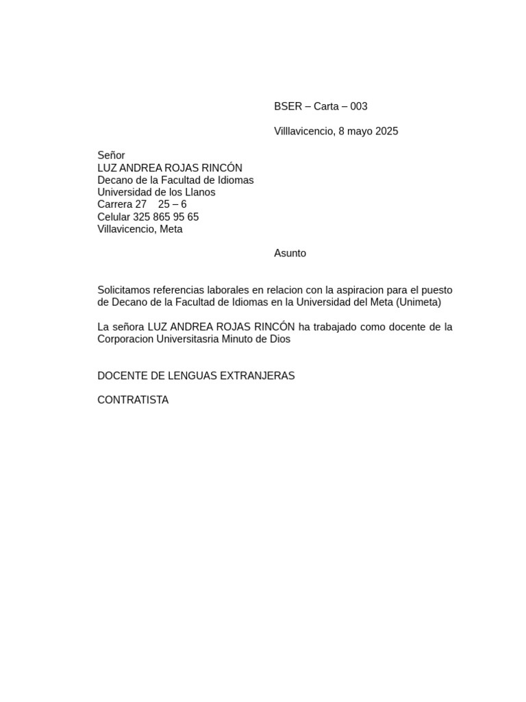 BSER Carta 002 Transcripcion | PDF