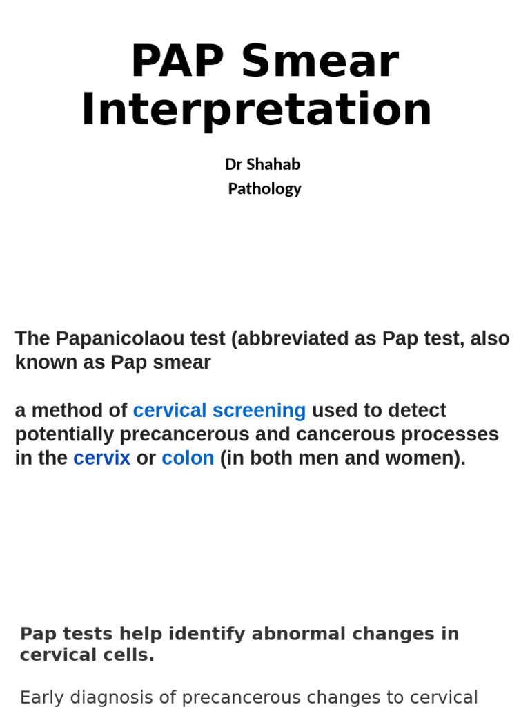 PAP Smear Interpretation | PDF | Cervical Cancer | Carcinogenesis