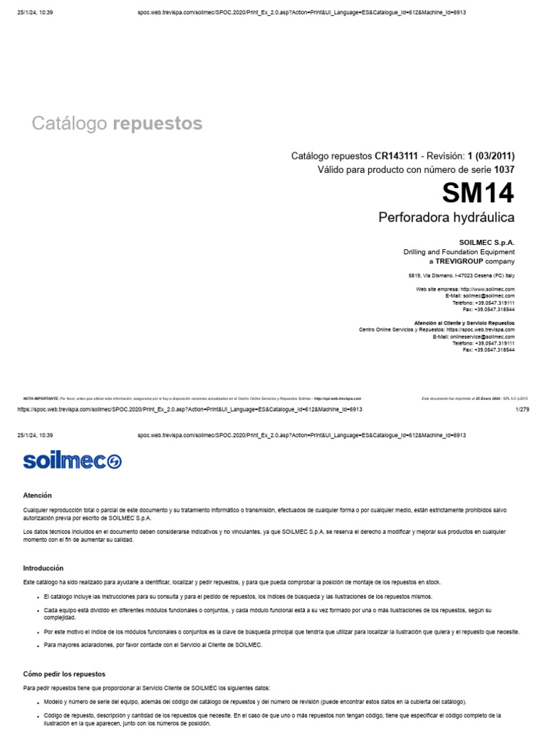 SM14 Serie 1037 Repuestos | PDF | Motores