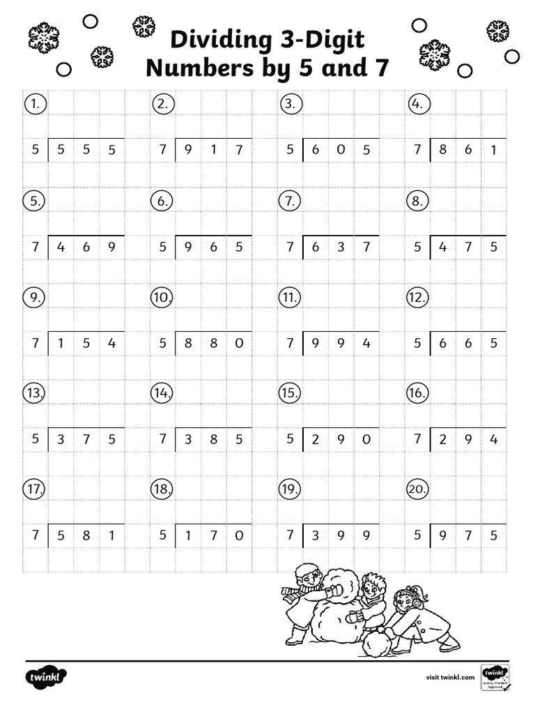 Cfe M 1729591775 Winter Themed Dividing 3 Digit Numbers by 5 and 7 On ...
