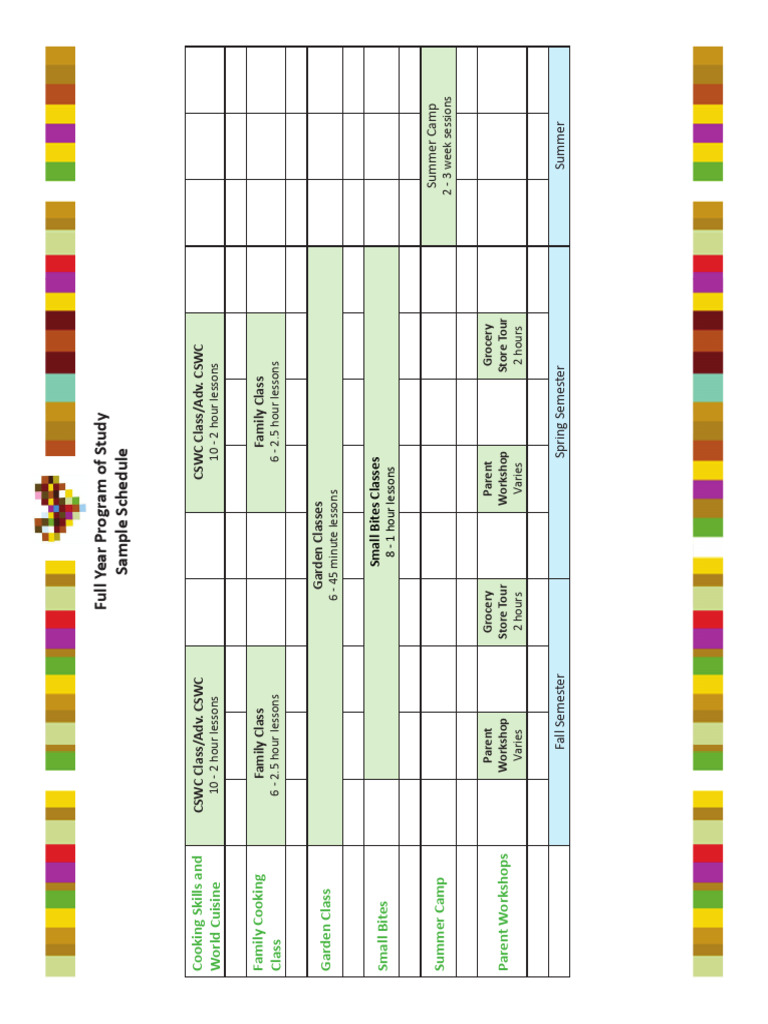 Yearly Cooking Program Schedule | PDF