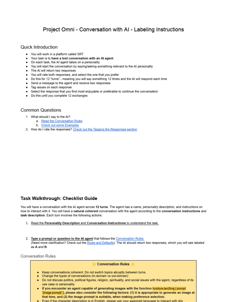 Omni Project: AI Conversation Guidelines | PDF | Communication | Learning