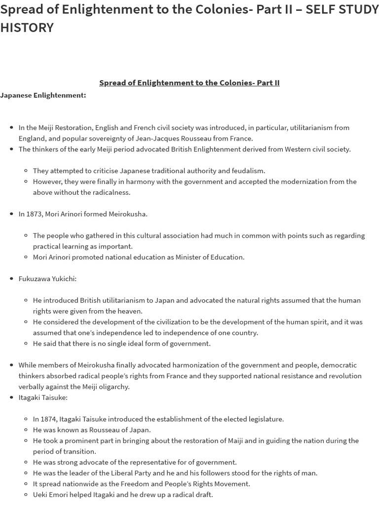 1.2.2. Spread of Enlightenment To The Colonies - Part II | PDF | Empire ...