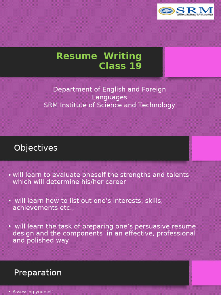 Class 19 Resume Writng | PDF | Learning | Cognition