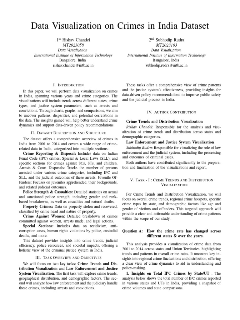 Data Visualization on Crimes in India Dataset | PDF | Juvenile Delinquency | Crime & Violence