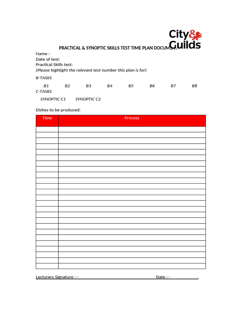 Practical skills test Time plan v3 (4) | PDF
