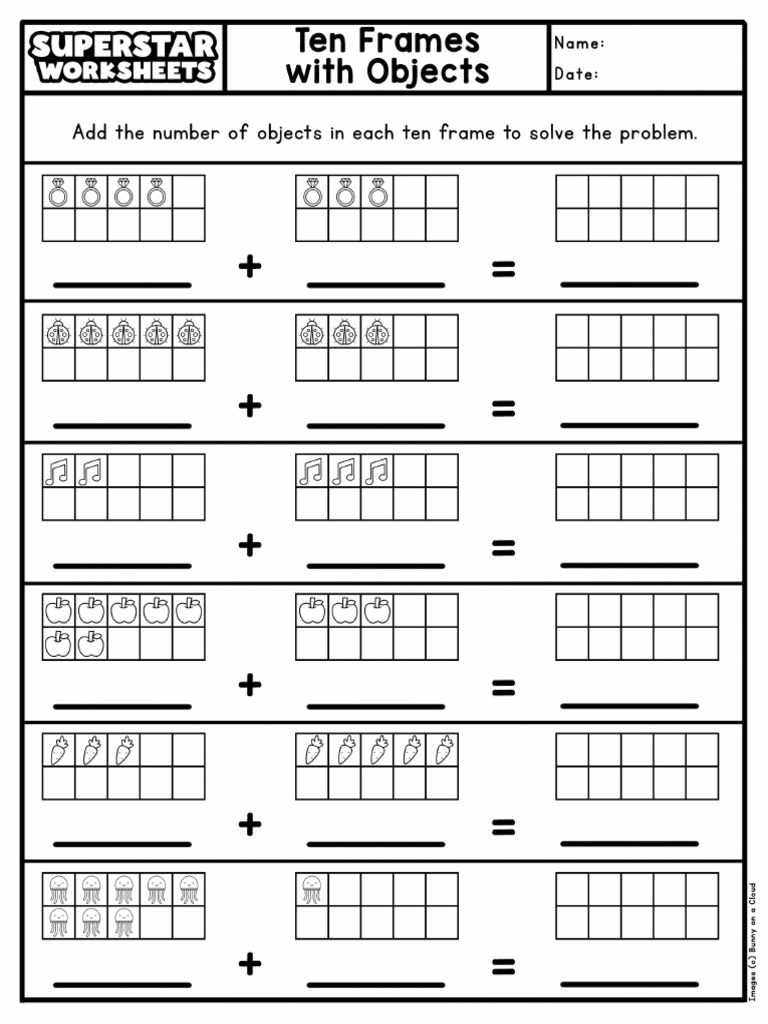 Ten Frameswith Objects Worksheets | PDF