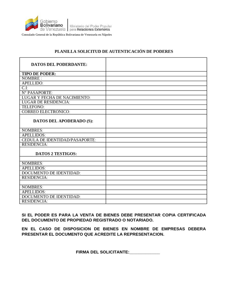 Planilla Poderes | PDF