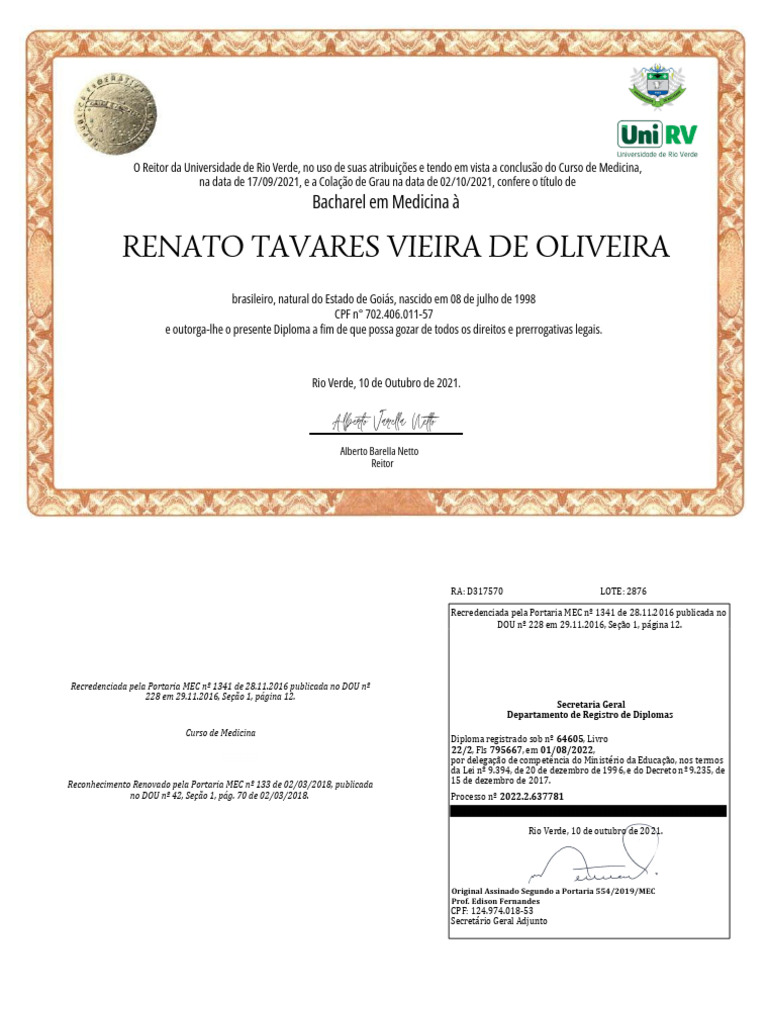 Diploma Bacharelado Medicina 2022 Mirian Estefani - PDF 20250508 145154 0000 | PDF | Estágios ...