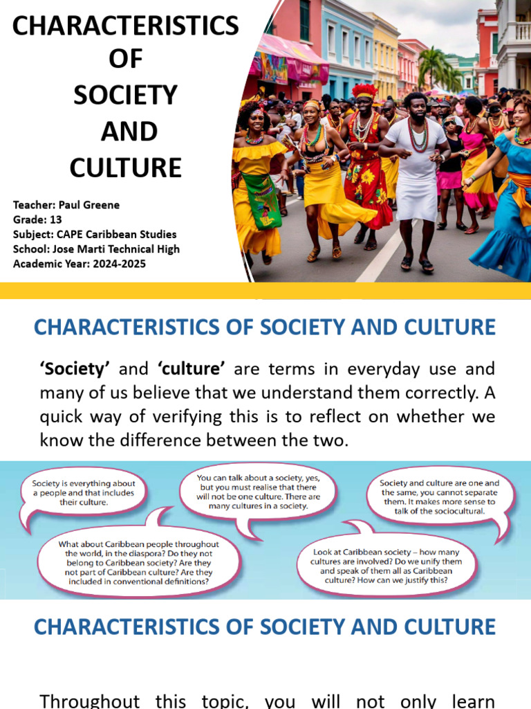 Characteristics of Society and Culture | PDF | Society | Traditions