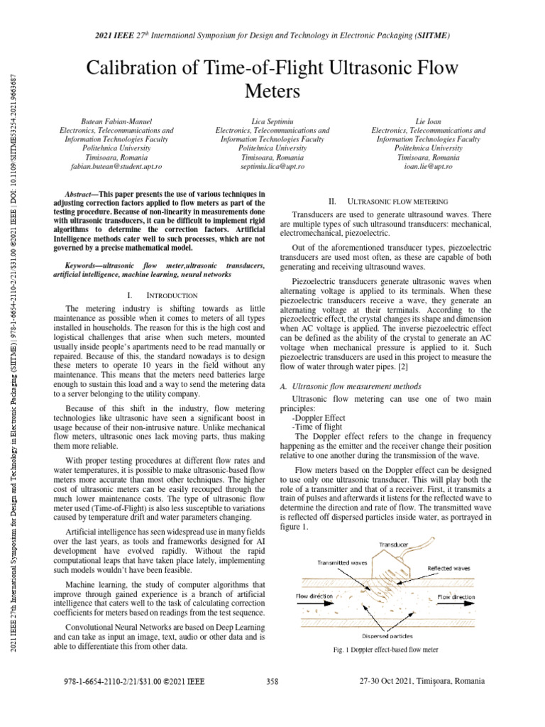 Calibration of Time-of-Flight Ultrasonic Flow Meters | PDF | Flow ...