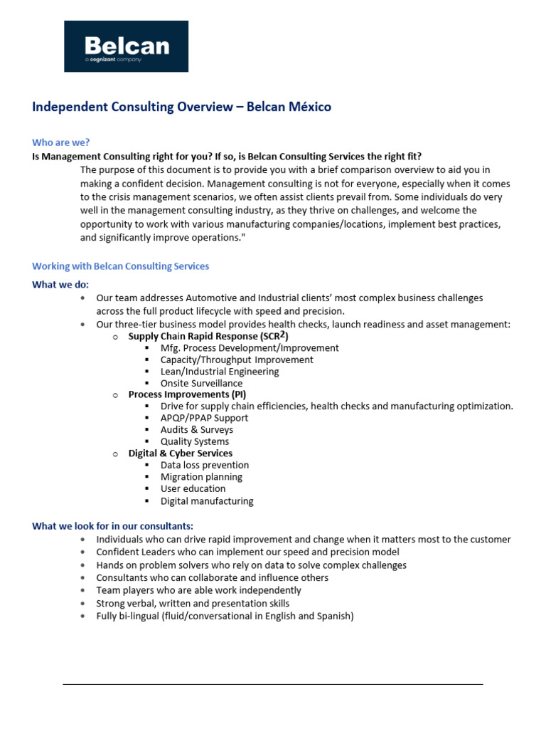 Belcan Mexico Independant Consulting Services Overview | PDF | Business ...
