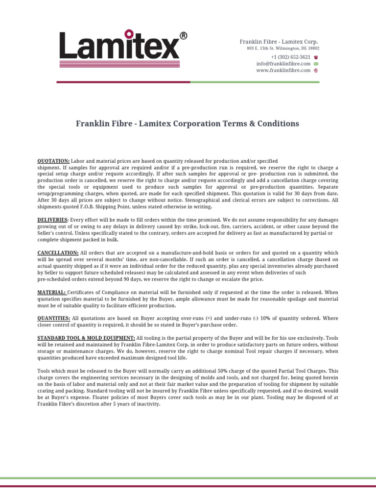 Franklin Fibre Terms & Conditions | PDF | Credit Card | Credit