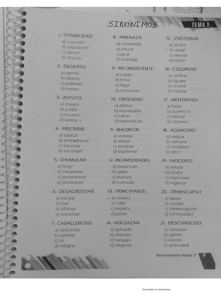 1ro SINÓNIMOS | PDF