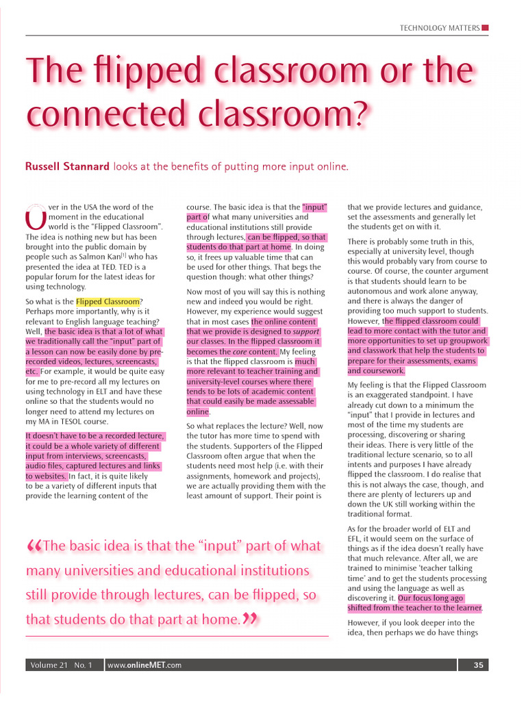 The Flipped Classroom or the Connected Classroom_ | PDF | English As A ...