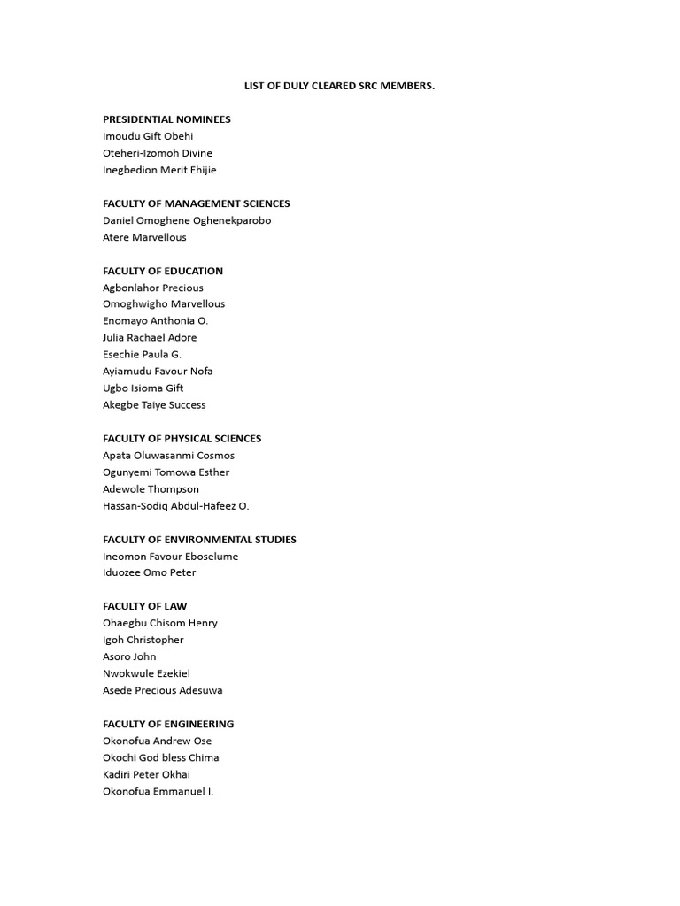 List of Duly Cleared Sug SRC | PDF