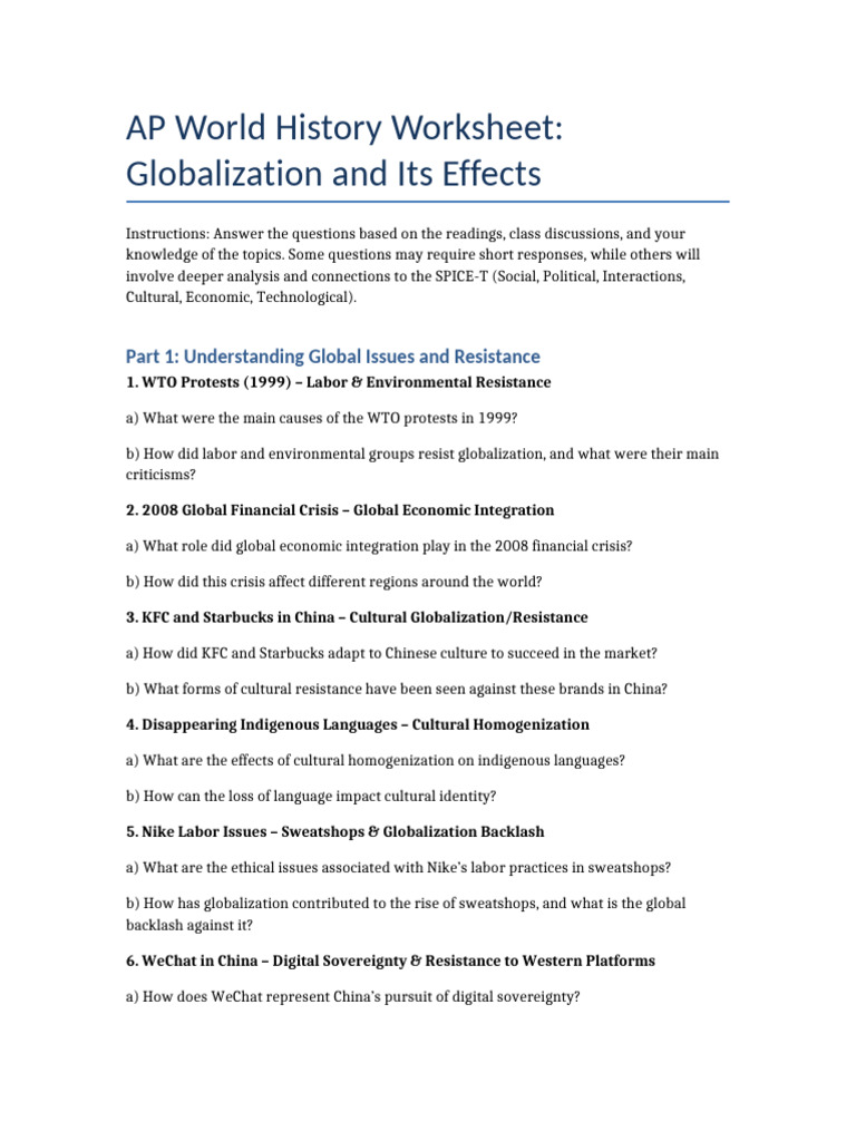 Globalization Effects in World History | PDF | Globalization | Médecins ...