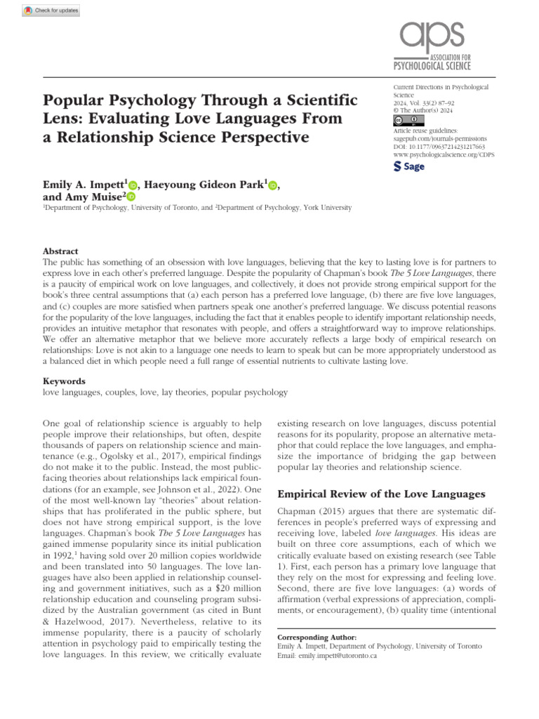 Impett Et Al 2024 Popular Psychology Through A Scientific Lens ...