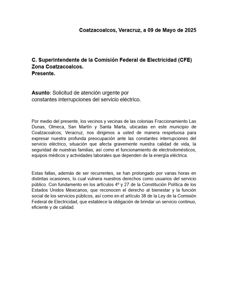 Propuesta Oficio CFE | PDF | México