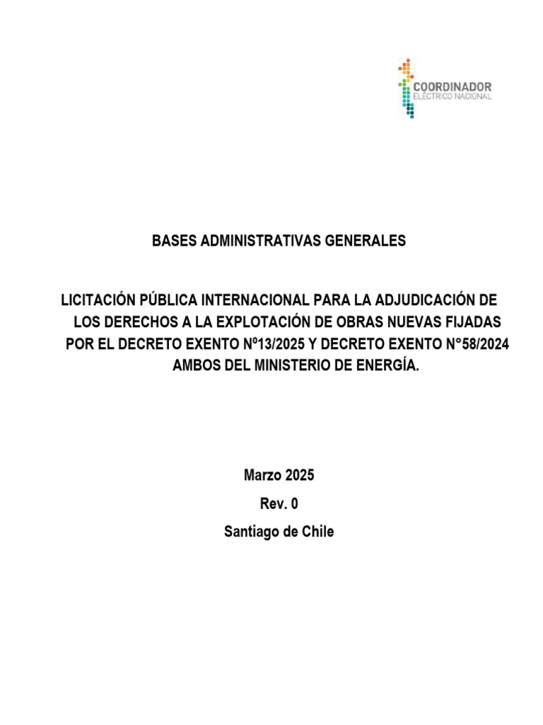 25_13-58 Bases Administrativas Generales ON Rev.0 | PDF | Chile