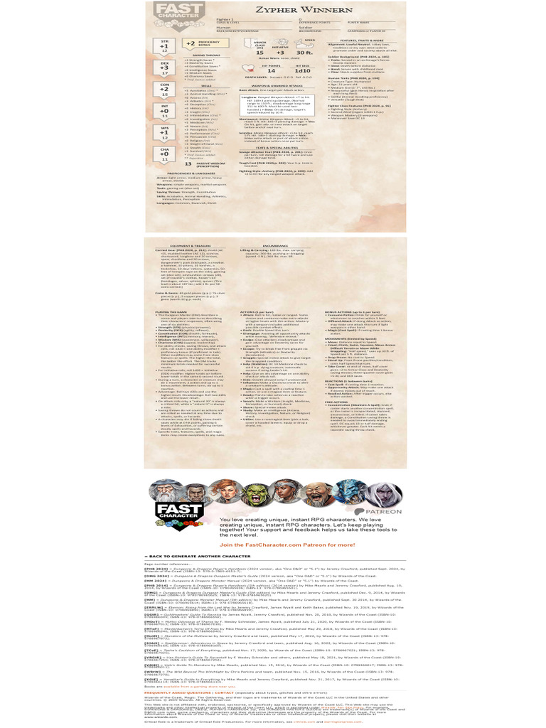 Fast Character _ Human Fighter 1 _ PHB 2024 | PDF | Dungeons & Dragons ...