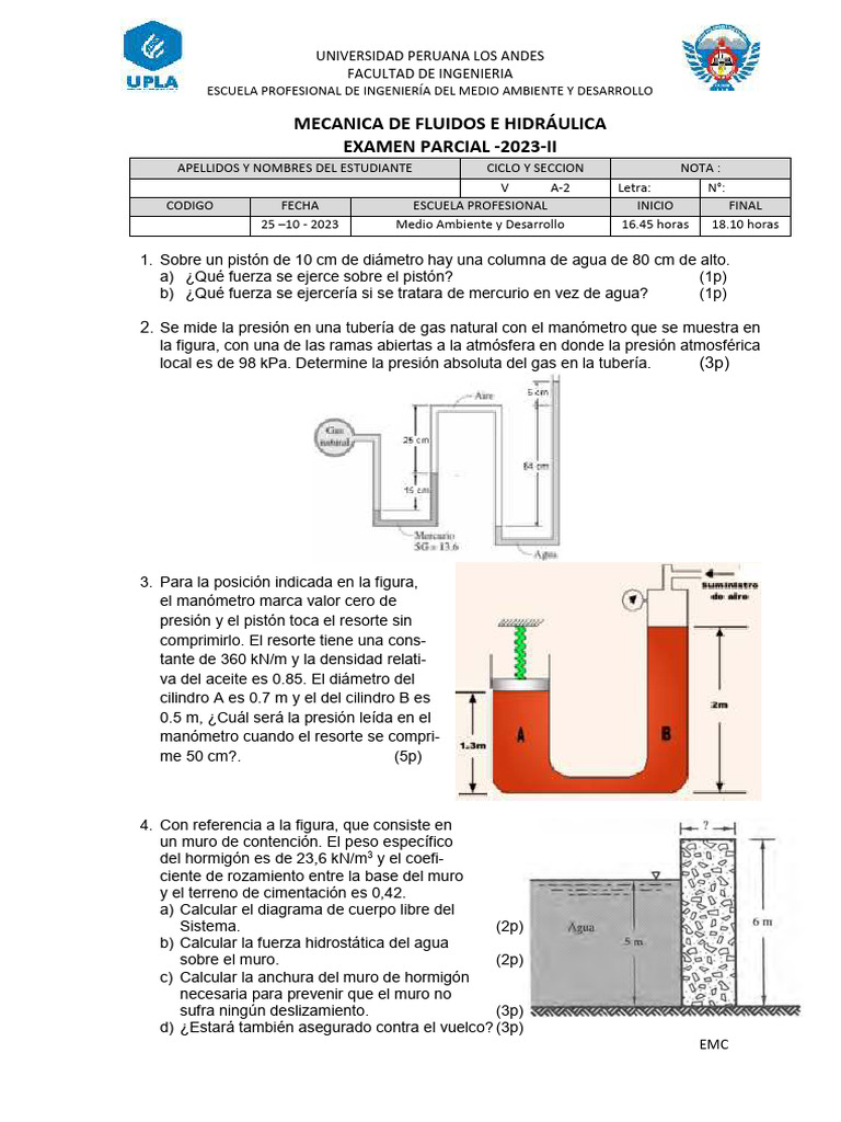 UPLA - M.F.H.- Exam. parcial-MAD(A2)-2023-2 | PDF