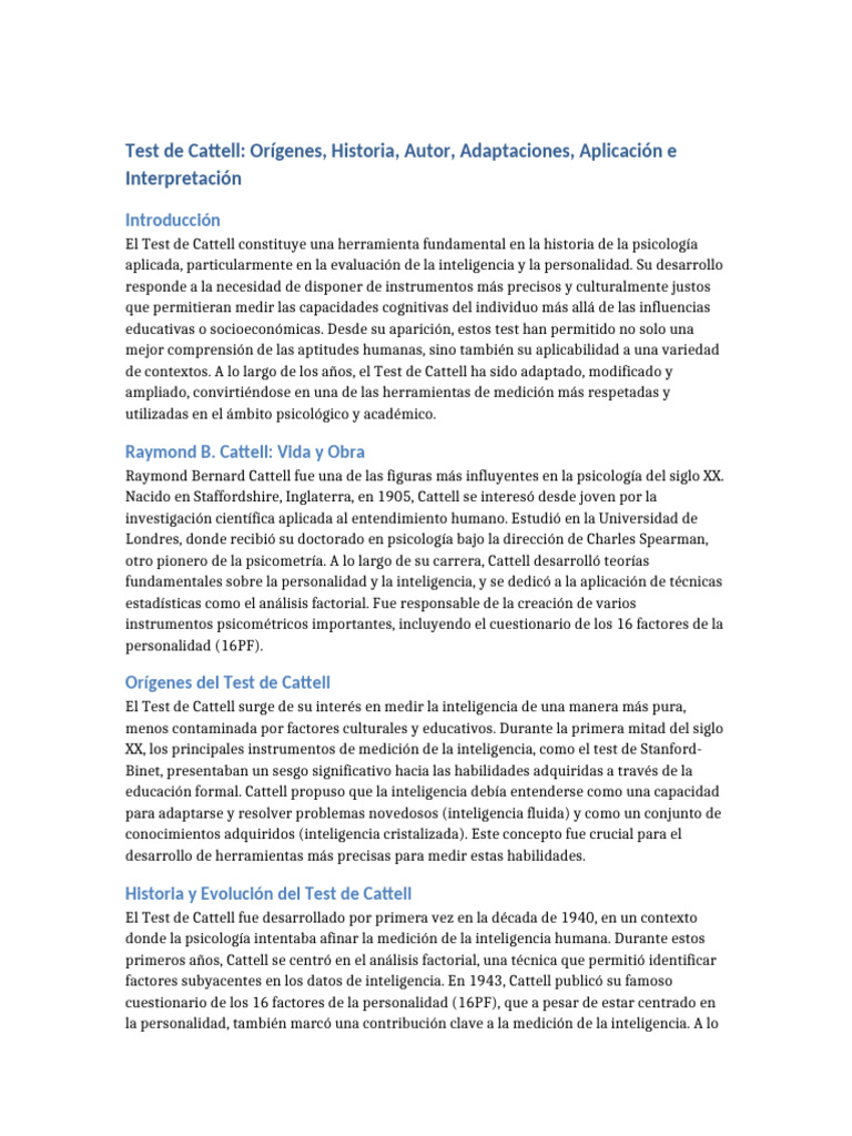 Test de Cattell Ampliado | PDF | Inteligencia | Conceptos psicologicos