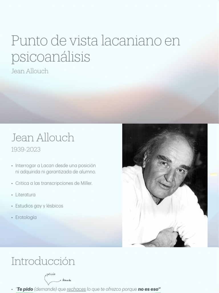 Jean Allouch... | PDF | Sigmund Freud | Terapia