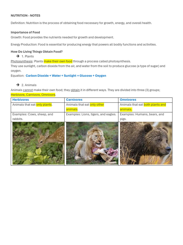 Nutrition Notes | PDF