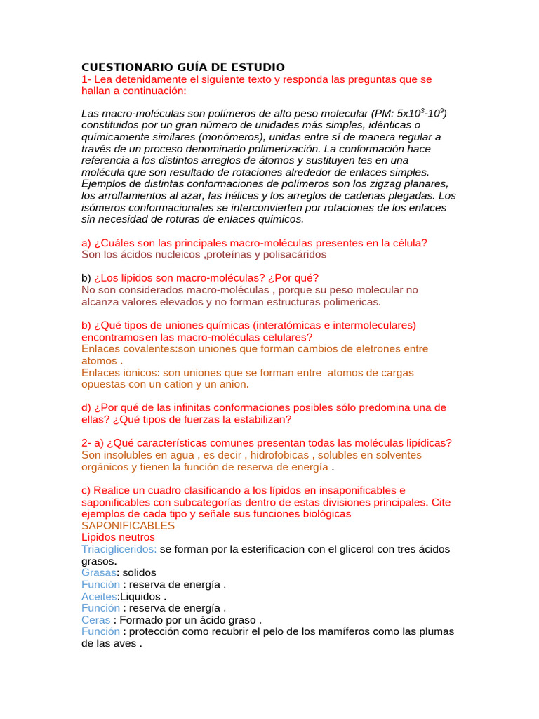 CUESTIONARIO GUÍA DE ESTUDIO tp3 | PDF | Adn | Rna