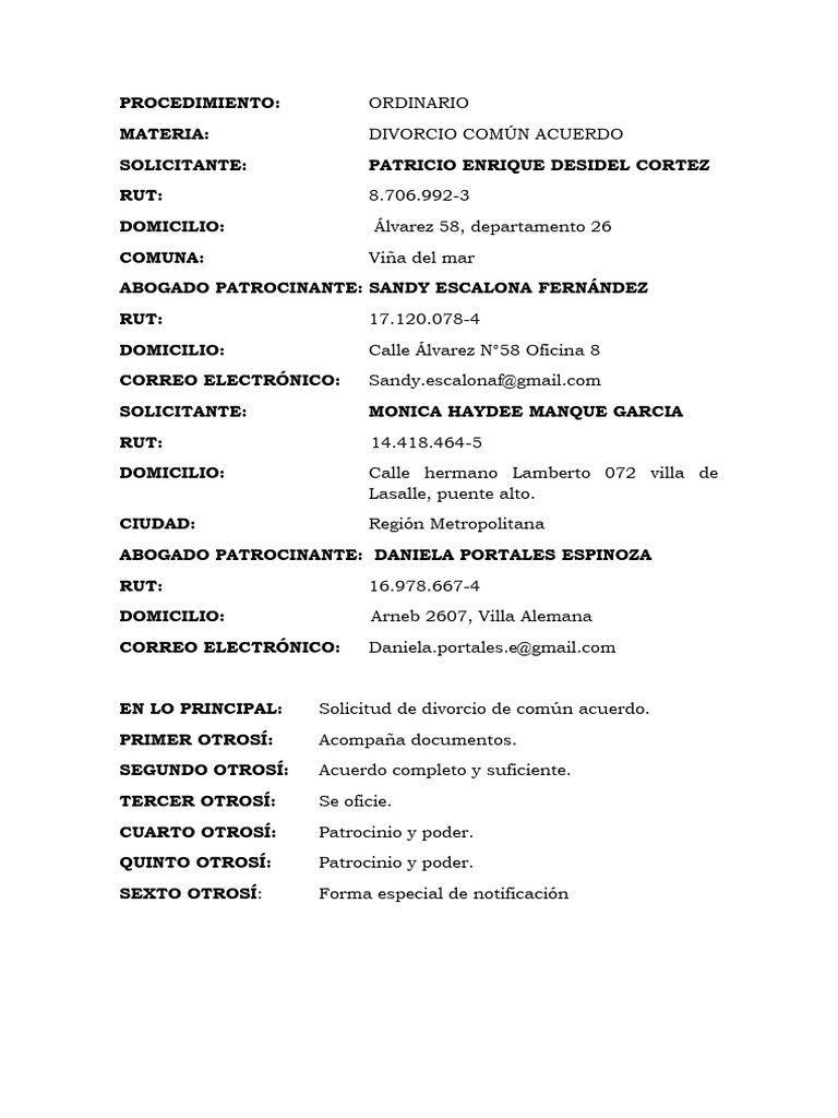 Divorvio de Comun Acuerdo | PDF | Matrimonio | Divorcio