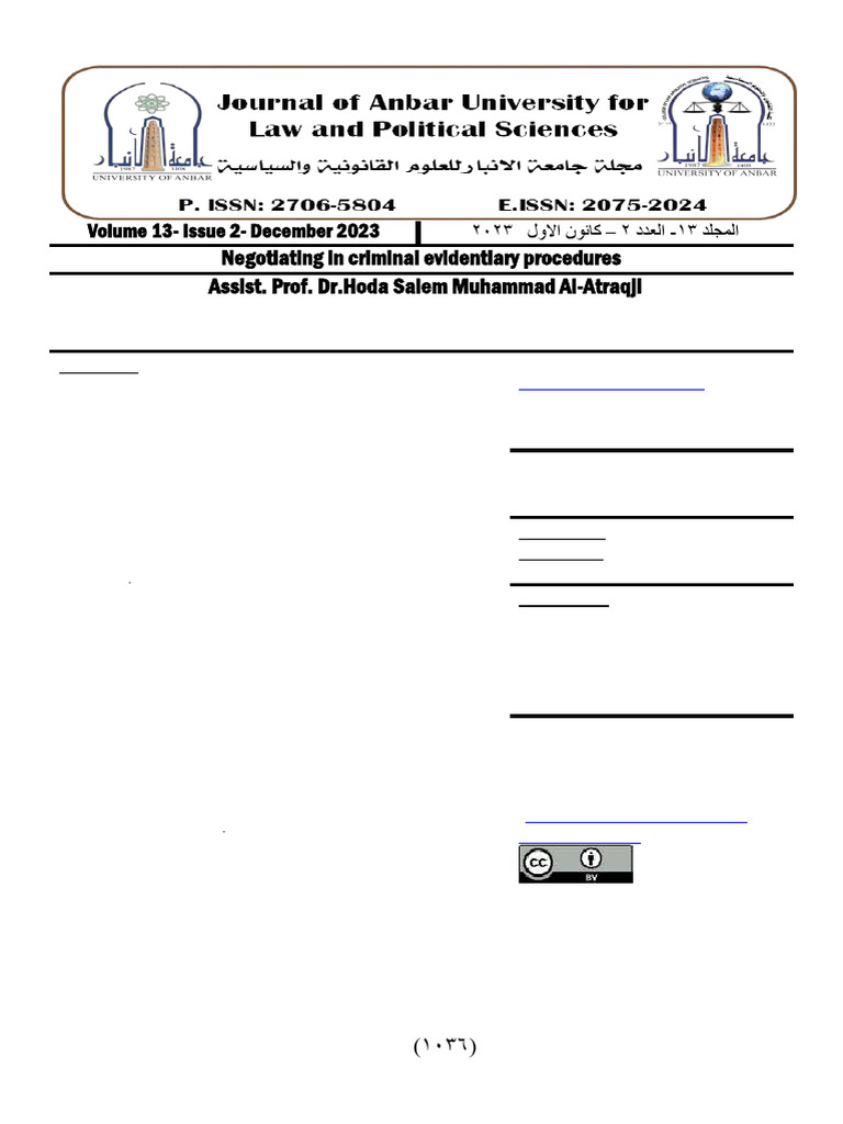 2023 Negotiating in criminal evidentiary procedures | PDF